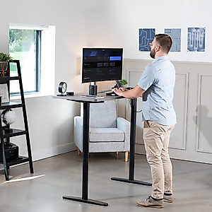 VIVO Compact Electric Stand Up Desk Frame for 39 to 80 inch Table Tops, Single Motor Ergonomic Standing Height Adjustable Base with Memory Controller, Black, DESK-E151EB