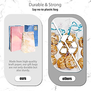 Shindel 54PCS Party Favor Bags with Stickers, Colorful Marbleized Treat Bags Goodie Bags Kids Birthday Gift Bags Party Accessories for Kids Birthday Party 4.7" x 3.1" x 8.7"