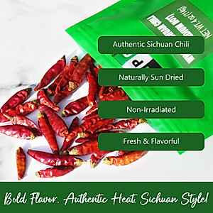 NPG Sichuan Red Chili Peppers 4 Ounces, Medium Hot, Capsicum Annuum Used in Mexican, Chinese, Thai Dishes, Premium Szechuan Dried Red Chilies for Chili Oil, Paste, and Sauce