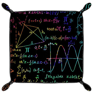 NigelMu Math Equation Blackboard Valet Tray,Fold Leather Tray Table Organizer for Storage Key Coin Jewelry Watch