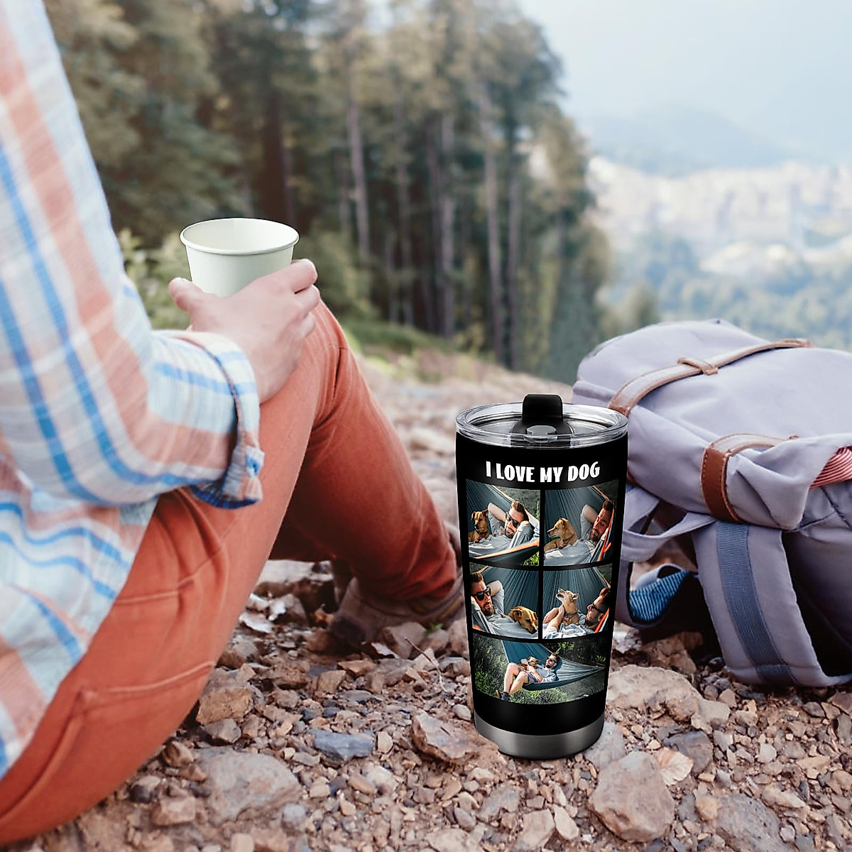 Personalized Dog Tumbler With Pictures, Custom 20oz Insulated Stainless Steel Travel Tumbler with Lids, Coffee Mug Cups for Dog Lovers, Customized Gift for Men, Women, Friends