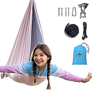 OUTREE Sensory Swing, Double Layer Therapy Swing with 360° Swivel Hanger, Healing & Relaxing Cuddle Sensory Swing for Kids and Adults with Autism, ADHD, Sensory Processing Disorder