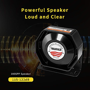 YHAAVALE Car Police Siren 400W Signal Division PA System 940 Wireless Amplifier+2pcs Ultra Slim Metal Speaker Electronic Emergency Horn Sound System for Police Cars Fire Trucks