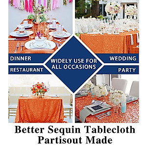 Partisout Orange Tablecloth Square 50x50 Sequin Tablecloths for Rectangle Tables Christmas Tablecloth Halloween Table Overlay Sparkle Table Cloths for Parties(50x50'', Orange)