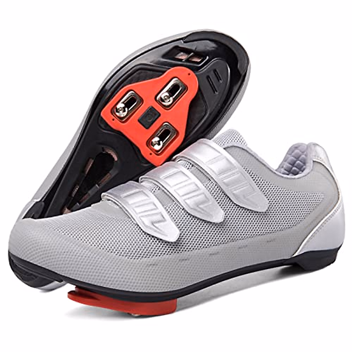 Mens Womens Indoor Cycling Shoes Compatible with Peloton Bike Shoes Cycling Shoes with Delta Cleats Clip Outdoor Pedal SPD Road Bike Shoes,Gray