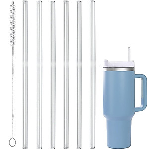 Replacement Straws for Stanley Adventure Travel Tumbler, 6 Pack Reusable Straws Plastic Straws with Cleaning Brush Compatible with Stanley 40oz Stanley Cup Stanley Water Jug