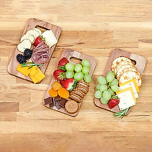 AuldHome Mini Wood Charcuterie Boards (Set of 3); Small Personal-Sized Rectangular Serving Acacia Wooden Trays