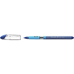 Schneider Slider Basic M (Medium) Ballpoint Pen, 1.0 mm, Transparent Barrel, Blue Ink, Box of 10 Pens (151103)