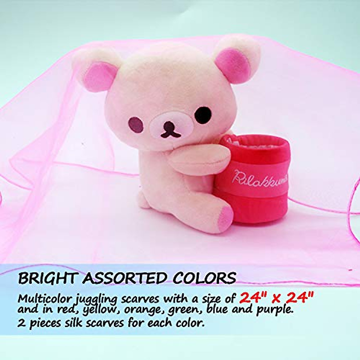 Novelty Place 12Pcs Dance Juggling Scarves, Silk Square Play Scarves for toddlers and kids - Performance Props Musical Instrument Accessories - 6 Colors