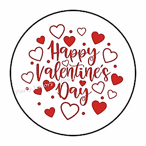 48 Happy Valentine's Valentines Day Envelope Seals Labels Stickers Party Favors 1.2" Round