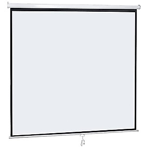 Smartxchoices 120" HD Manual Projector Screen 1.1 Format with Auto Lock Anti-Crease Home Theater Office Wall Mounted Ceiling Pull Down Projection 1.1 Gain Matte White,View Size: 84 x 84 inches