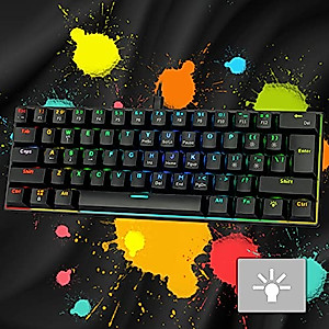 CHONCHOW Mechanical Keyboard 61 Keys Gaming RGB Wired Programmable BS-8102 Ultra-Compact Compatible with Windows 7/8/10 iMac Xbox one X Ps4(Black,red Switch)
