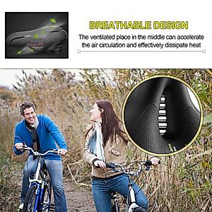 Comfortable Bike Seat Cushion,Wide Bicycle Seat with Dual Shock Absorbing Ball Memory Foam for Men Women,Waterproof Bicycle Hollow Saddle Fits Stationary Road Mountain Exercise Bike