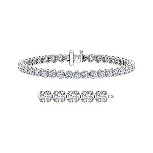 FINEROCK 8 1/4 Carat Diamond Tennis Bracelet in 14K White Gold (7 Inch)