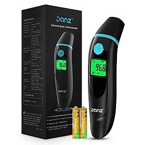 Forehead Thermometer for Adults, 4 in 1 Ear Thermometer for Kids, No Touch Baby Thermometer, Digital Thermometer with Fever Alarm and Object Measurement - Fast, Reliable and Accurate (Black)