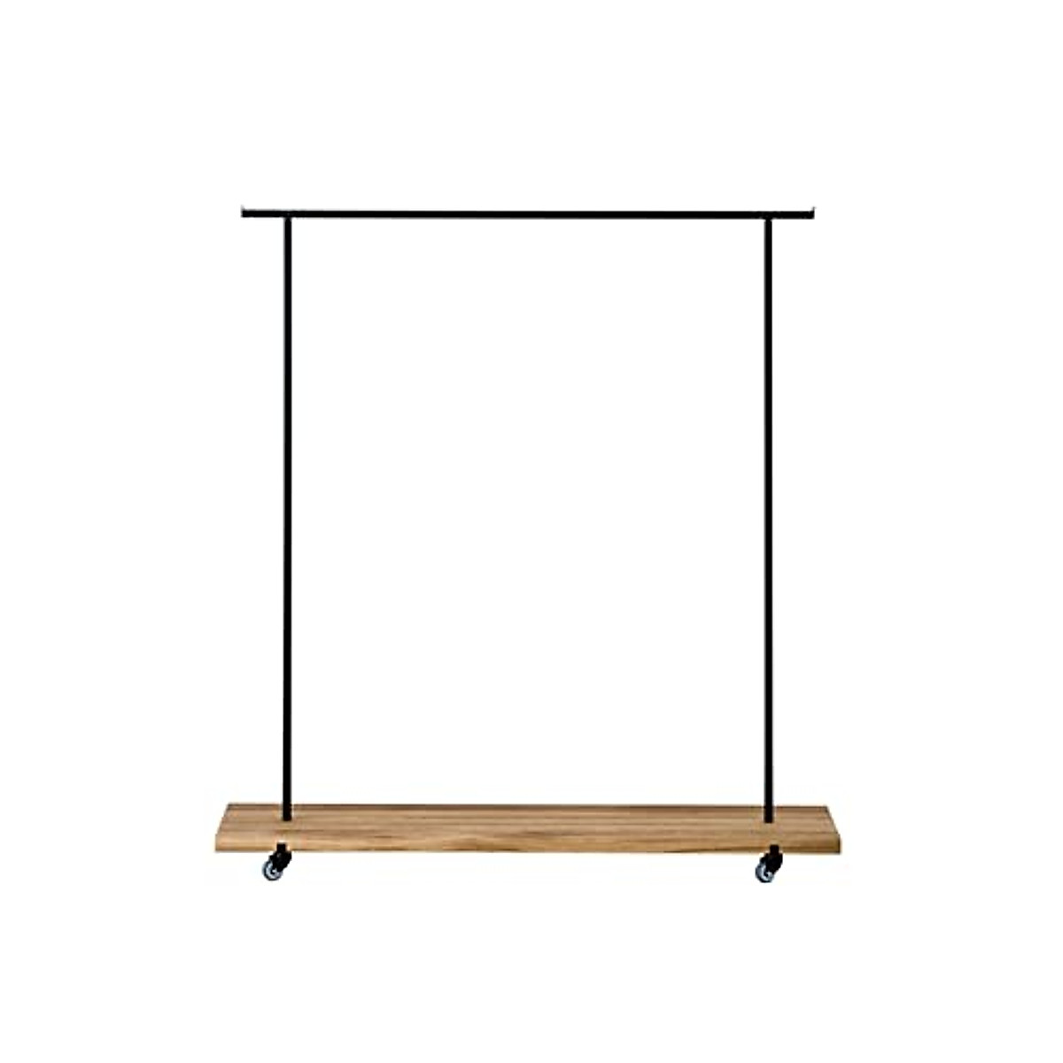 XYYXDD Industrial Style Clothes Rail,Horizontal Bar Metal Mobile Clothing Rack Floor-Standing Display Stand with Solid Wood Partition Shoe Rack/Black/160 * 90 * 40Cm