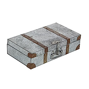 Deco 79 Metal Box with Hinged Lid, Set of 3 13", 16", 19"W, Gray