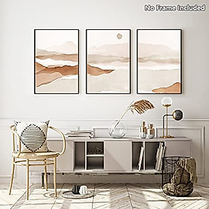FEOFTIE Boho Art Wall Decor Beige Wall Art Print Boho Pictures Neutral Wall Art Minimalist Decor Boho Wall Decor Pictures Neutral Canvas Wall Art Boho Wall Prints 16x24 Inch Set of 3 Unframed