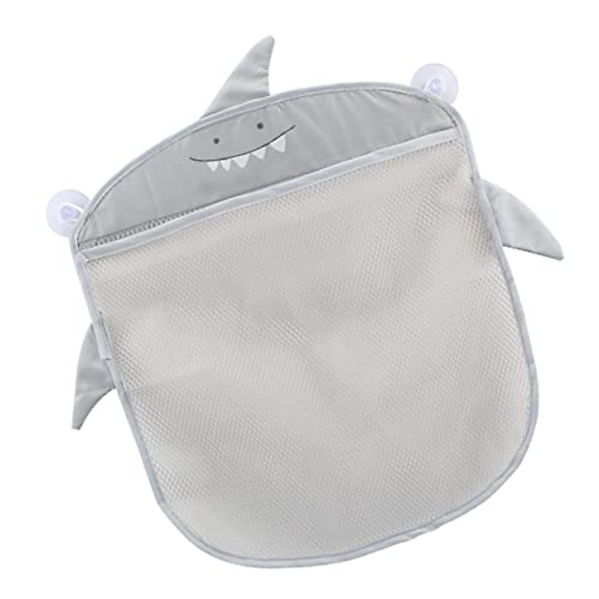 Naisicore Bath Toy Storage Net, Cute Shark Shaped Bathtub Toys Organizer with Suction Cups, Mesh Shower Caddy Storage Bags for Bathroom (Gray)
