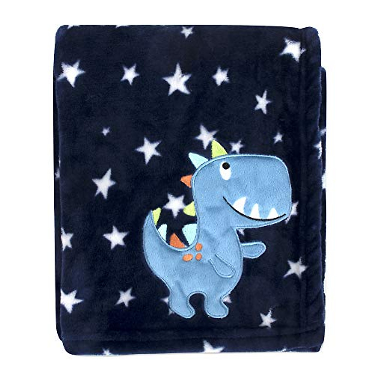Plush Fleece Throw and Receiving Baby Blankets for Boys and Girls 30x40 (Blue Dino)