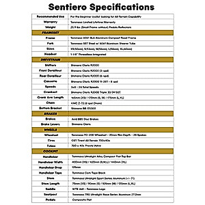 Tommaso Sentiero Sport Performance Aluminum Gravel Bike Shimano Claris 24 Speeds Road Bicycle Men Road Bikes for Men Bike Men Women Sport Bike Speed Bike Racing Bike Adult Bike City Bike - Small 53cm