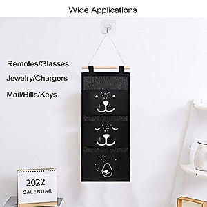 XGOPTS Wall Closet Hanging Storage Bag Over The Door Closet Organizer Wall Mounted Hanging Closet with 3 Pockets Cotton Linen Fabric Storage Hanging Shelves for Bedroom Bathroom Kitchen Dorms