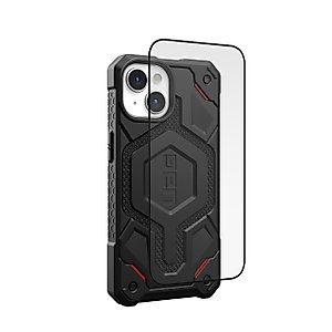 URBAN ARMOR GEAR UAG Designed for iPhone 15 Case 6.1" Monarch Pro Kevlar Black Compatible with MagSafe Bundle with UAG Screen Protector Glass Shield Plus 6.1"