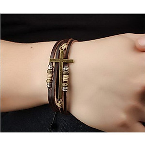 Feraco Religious Cross Wrap Bracelets Women Leather Christian Jewelry For Confirmation Gifts, Adjustable