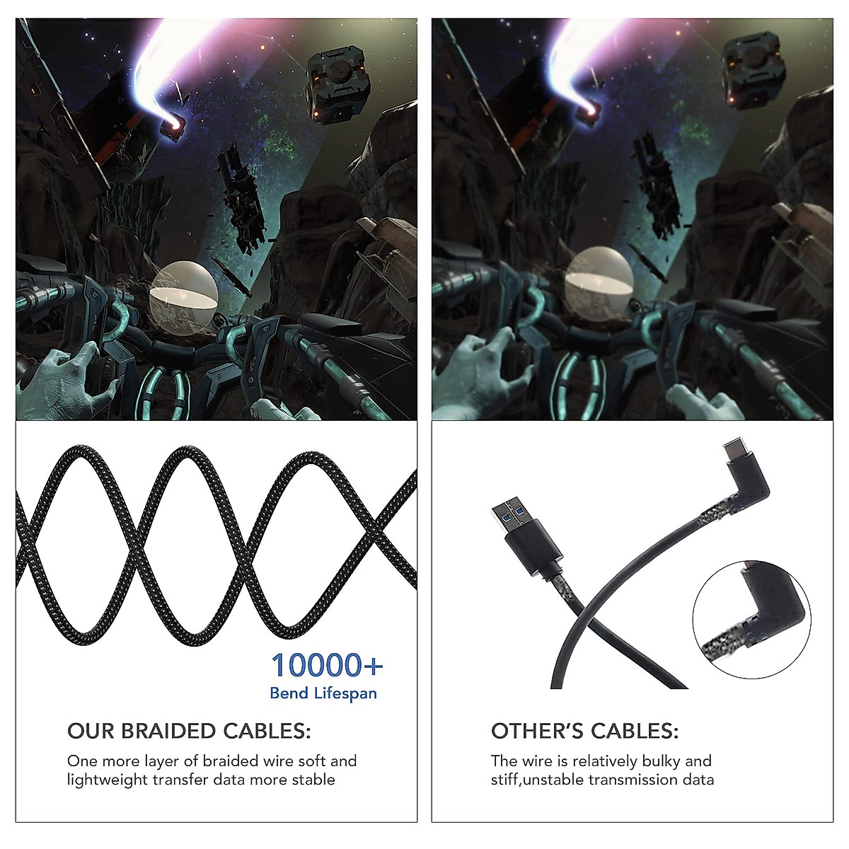 CABLETIME Link Cable Compatible for Oculus Quest 2 16FT, VR Headset Cable Fast Charing & PC Data Transfer USB C 3.2 Gen1 Cable for VR Headset and PC Gaming