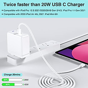 SZPOWER 45W USB C Wall Charger, MacBook Air Charger, ipad Pro Charger, PD Fast Charging for Samsung Galaxy Ultra/Note, MacBook Air, iPad Air5/Air4/iPad Pro 12.9/11, 6.6ft Cable, Thunderbolt 3, LED