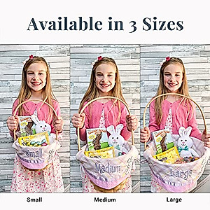 Let's Make Memories Personalized Create Your Own Wicker Easter Basket – Blue Bunny Design - Basket Only - Customize with Any Name - Medium
