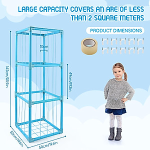 Essenhome Large Stuffed Animals Storage, Zoo Stuffed Animal Holder Space Save Vertical Stuffed Animals Storage PVC with Elastic Band and Net for Playroom Birthday Gift for Bedroom Nursery (Blue)