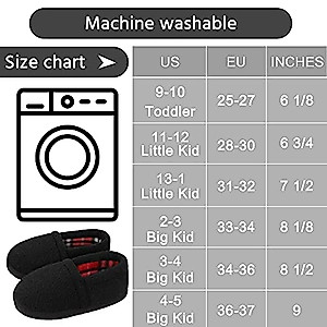 Tuboom Slippers for Kids Boys House Warm Shoes with Cozy Memory Foam Indoor Outdoor Black Size 4-5