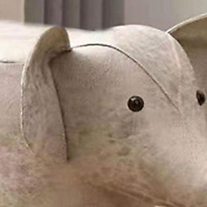 Animal Footstools, Cartoon Animal Shape Footstools, Cute Elephant Shaped Stool Ottomans, Mini Ottoman Furniture for Nursery, Bedroom, Playroom, and Living Room Decor, Multipurpose Small(Grey White)