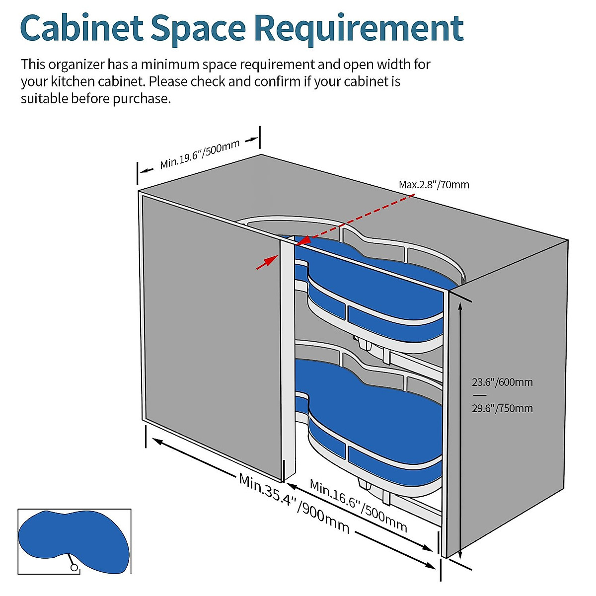 SIPELQDE Swing Right Blind Corner Cabinet Pull out for 36 Inch,Soft Close Corner Cabinet Organizer,2 Tiers Tray Adjustable Height Corner Cabinet Lazy Susan