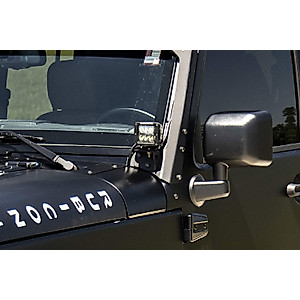 Rough Country Lower Windshield Light Brackets for 07-18 Jeep Wrangler JK - 70044 , Black