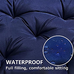 Srutirbo Outdoor/Indoor Swing Replacement Cushions 3 Seater, Waterproof Bench Cushion with Backrest, 40"x40", for Garden Patio Furniture (Nazy Blue)