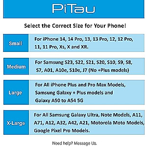 PiTau Cell Phone Belt Holder for iPhone 14, 14 Pro, 13, 13 Pro, 12, 12 Pro, 11, XR Black Nylon Holster Case with Belt Clip Carrying Pouch Cover (Fits iPhone 14 13 12 11 with Protective Cases) Small