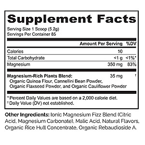 NATURELO Whole Food Magnesium Powder - Supports Stress Relief, Relaxation, Raspberry Lemon Flavor - 85 Servings | 15 oz