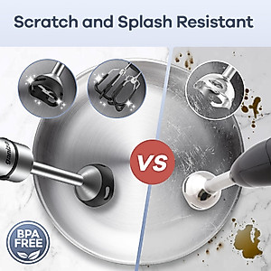 Ganiza Immersion Blender, 6 in 1 Hand Blender Stainless Steel Blade, 15 Speed Stick Blender Electric, Immersion Blender Handheld with 800ml Mixing Beaker, 600ml Chopper, Whisk, Frother, Potato Masher