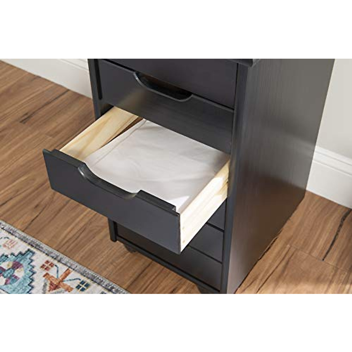 Linon Six Drawer Rolling Storage Corinne Cart, Black 6