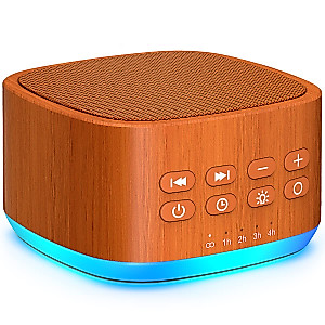 Magicteam White Noise Machine 10 Colors Lights and 25 Soothing Sounds Sleep Sound Machine with 5 Timers with Memory Feature Portable Sound Machine for Baby Adults. (Wood)