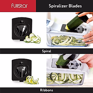 Fullstar Vegetable Chopper - Spiralizer Vegetable Slicer - Onion Chopper with Container - Pro Food Chopper - Black Slicer Dicer Cutter - 4 Blades
