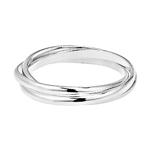 AeraVida Interconnected Trinity Band .925 Sterling Silver Ring | Elegant Wedding Rings for Women | Casual Comfort Fit Silver Rings for Women | Couple Unisex Ring | Sterling Silver Rings Sizes (13)