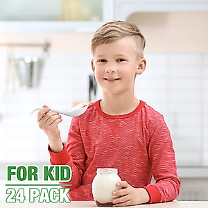 Set of 24 Asian Soup Spoons Ceramic Chinese Japanese Soup Spoons 6.75 Inch Large Ultra-fine Porcelain Kitchen Tablespoon for Dumpling Ramen Cereal Stews Pho Wonton, Deep Oval Hook Design (White)