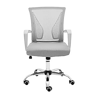 Modern Home Zuna Mid-Back Office Task Chair - Ergonomic Back Supporting Mesh Back Desk Chair (White/Blue)
