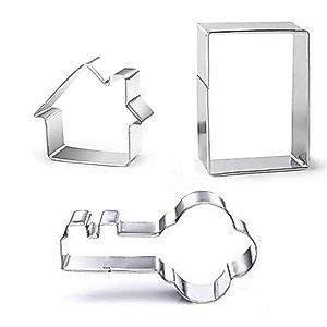 3 Pieces Cookie Cutter Set - Door Key Small House Stainless Steel