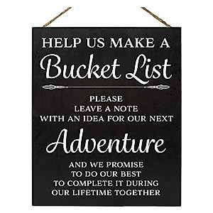 JennyGems Bucket List Wedding Signs, Wedding Decor, Wedding Reception Sign, Wedding Table Decorations, Wedding Bucket List, 10 x 12 Wooden Sign, Black