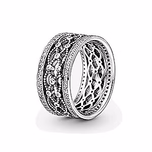 4/5 CT Round Shape White Cubic Zirconia Filigree Womens Wedding Engagement Band Ring in 14K White Gold Plated 925 Sterling Silver (0.80 Cttw) Ring Size - 4.5
