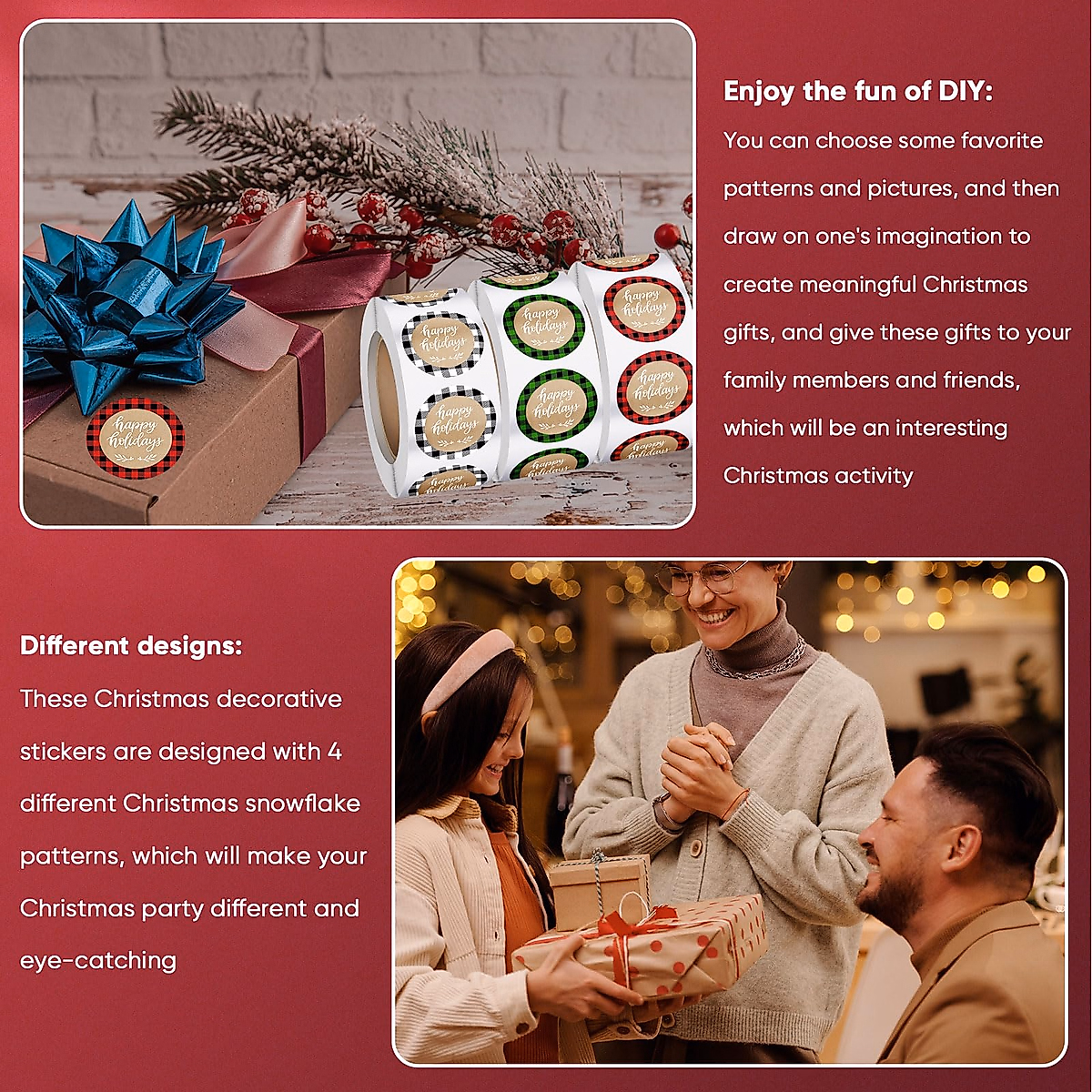 Outus 1500 Pcs Happy Holiday Stickers St Patrick Back to School Gift Wrap for Teacher Envelope Labels Roll Buffalo Plaid Sticker Round Tag Seal Decals for Baby Shower Greeting Cards Supplies, 1 Inches